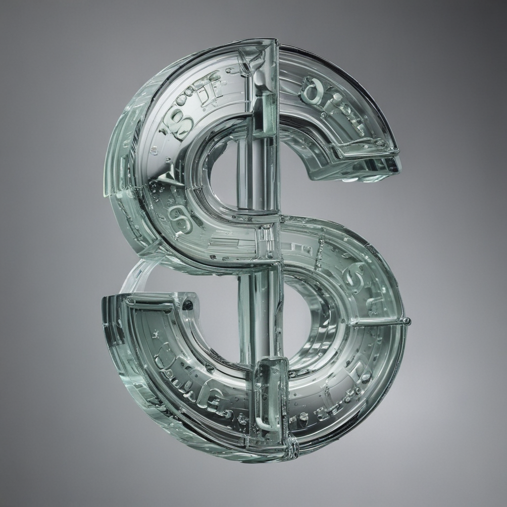 Translucent Glass Dollar Sign Symbolizing Wealth and Financial Prosperity