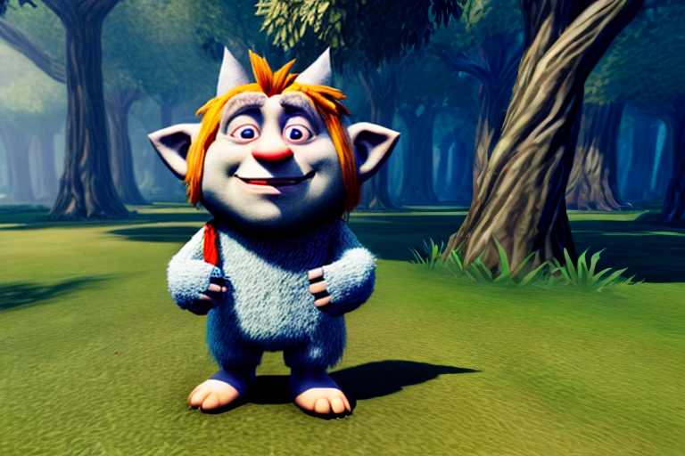 Creepy realistic troll in a woodland mansion