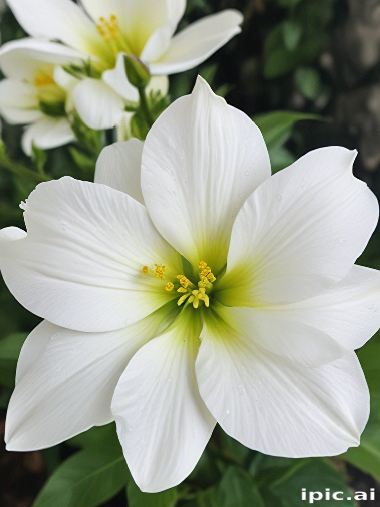 Beautiful White Flower with Delicate Petals and Vibrant Yellow Center