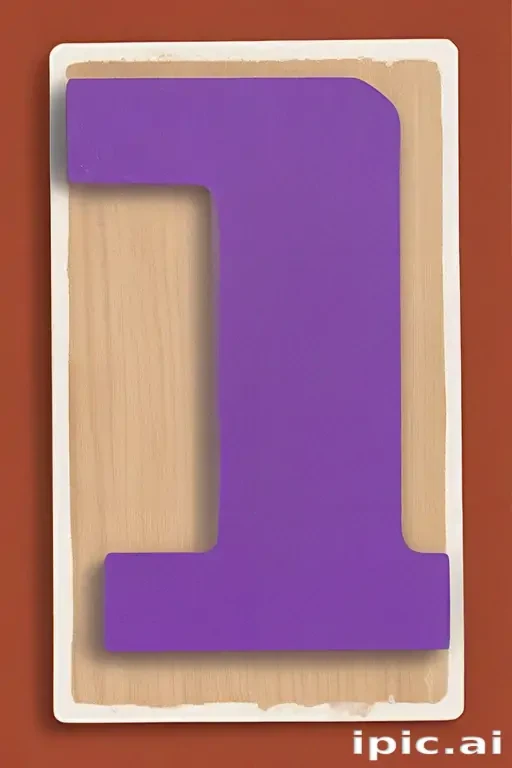 Bright Purple Number One on a Light Wooden Background Design