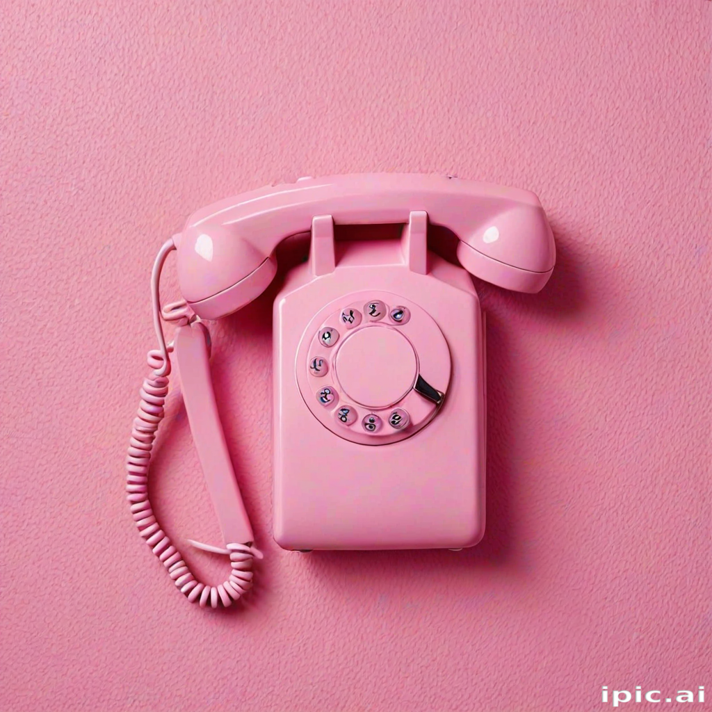 Retro Pink Rotary Telephone Against a Soft Pink Background for Stylish ...