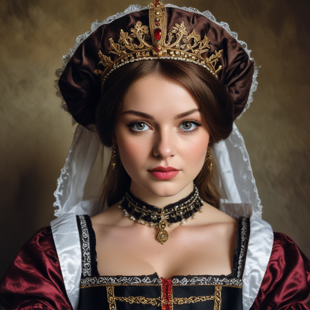 English tudor maiden, detailed portrait