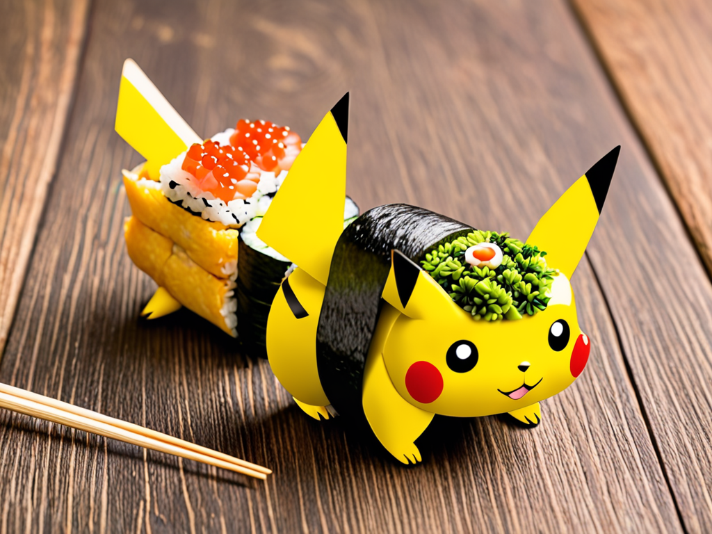 Pikachu sushi with tail