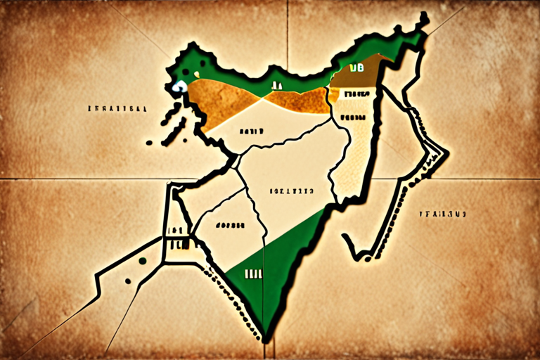 The map of the State of Israel, made entirely out of variously sized ...