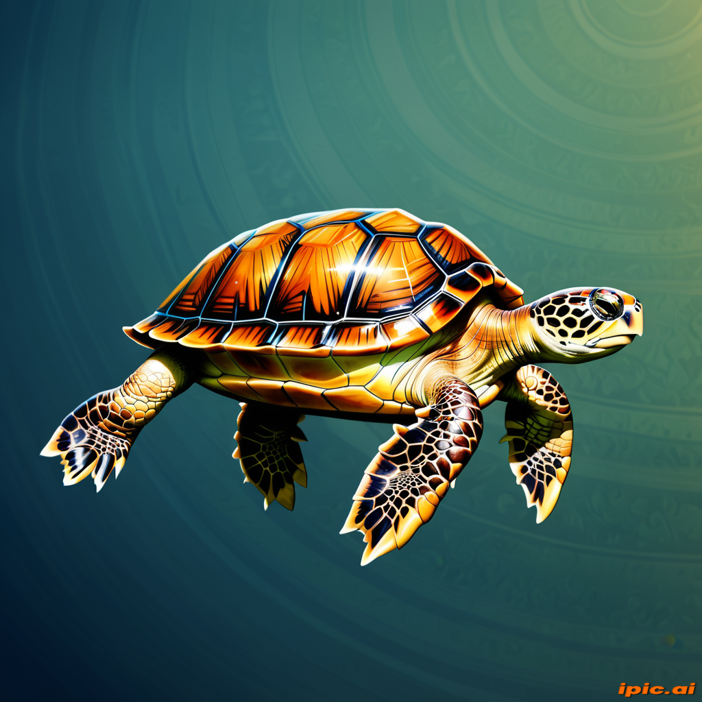 A Colorful Turtle Swimming Gracefully Through a Vibrant Underwater Scene.
