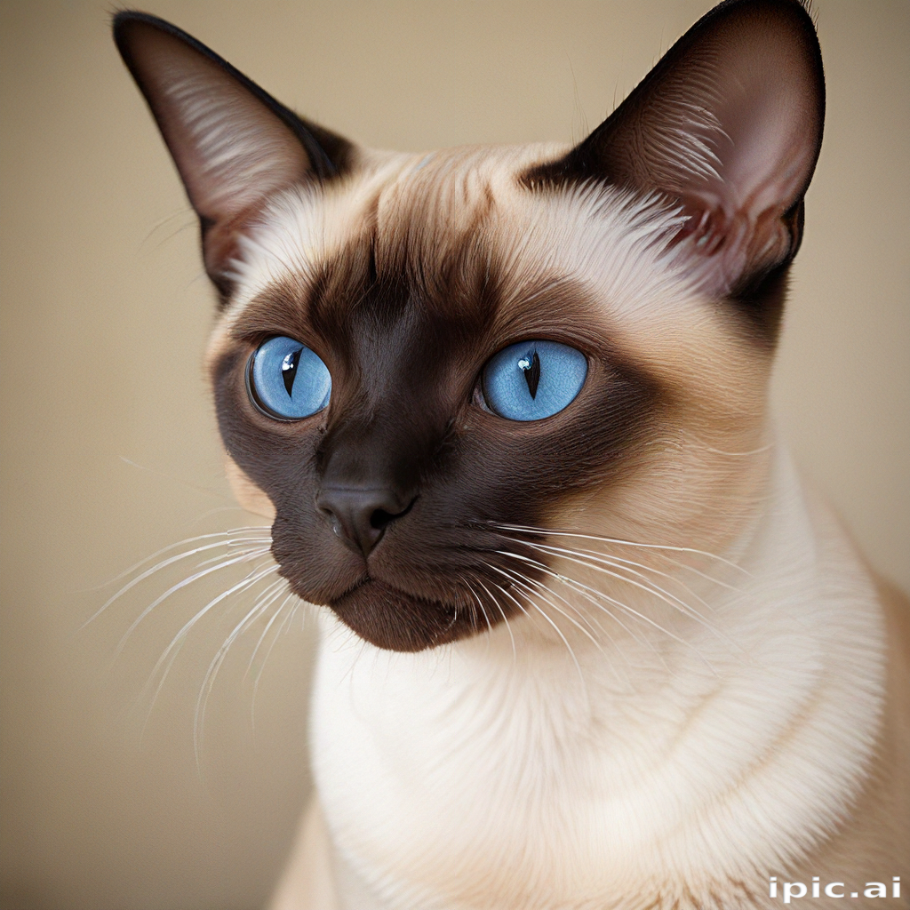 A Beautiful Siamese Cat with Striking Blue Eyes and Elegant Features.