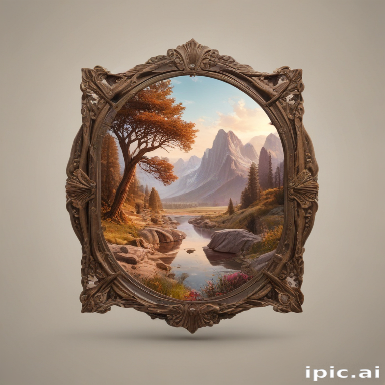 A Scenic Mountain Landscape Framed Elegantly with Autumn Colors and ...