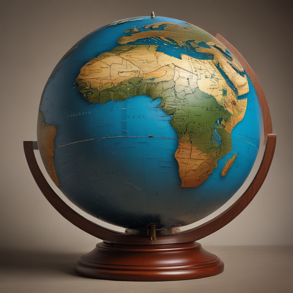 Detailed Vintage Globe Showcasing the Continents and Oceans of Earth