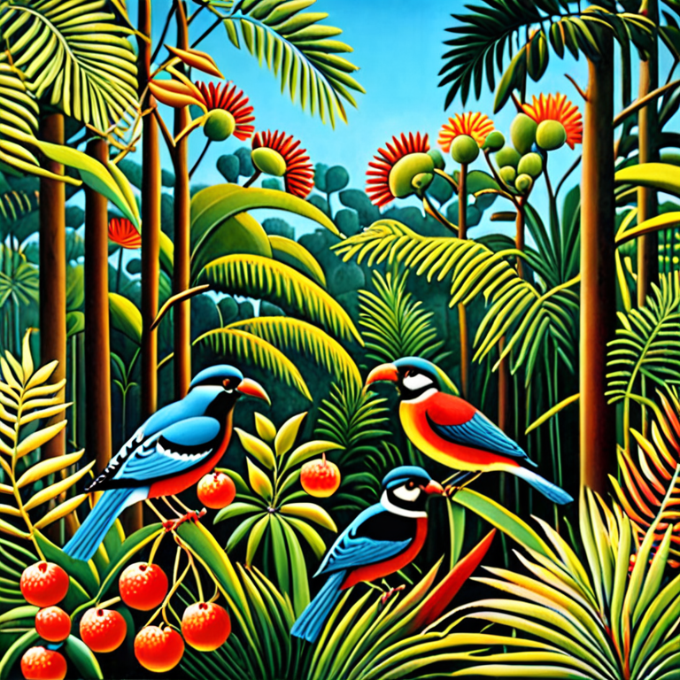 modular synth luxuriant tropical forest birds fruit Henri Rousseau