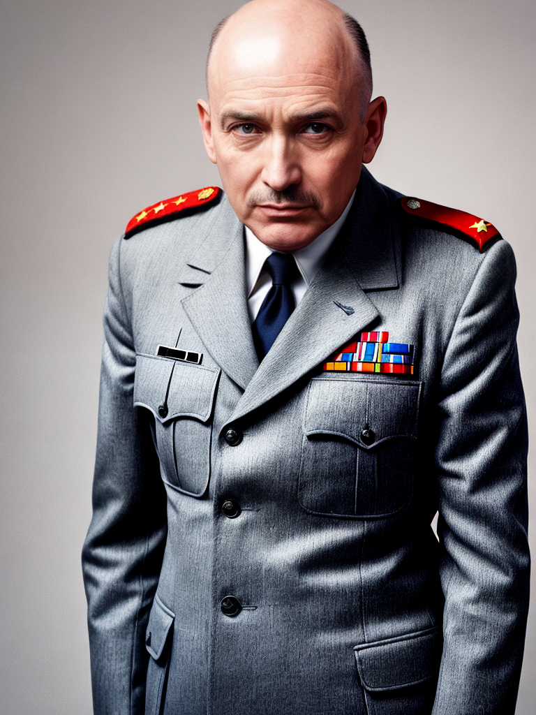 bald cute man in hitler uniform