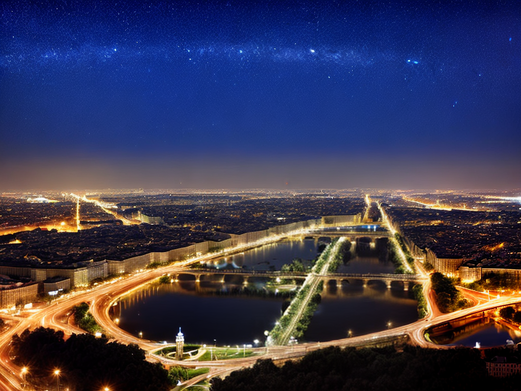 Night with stars over Bucharest