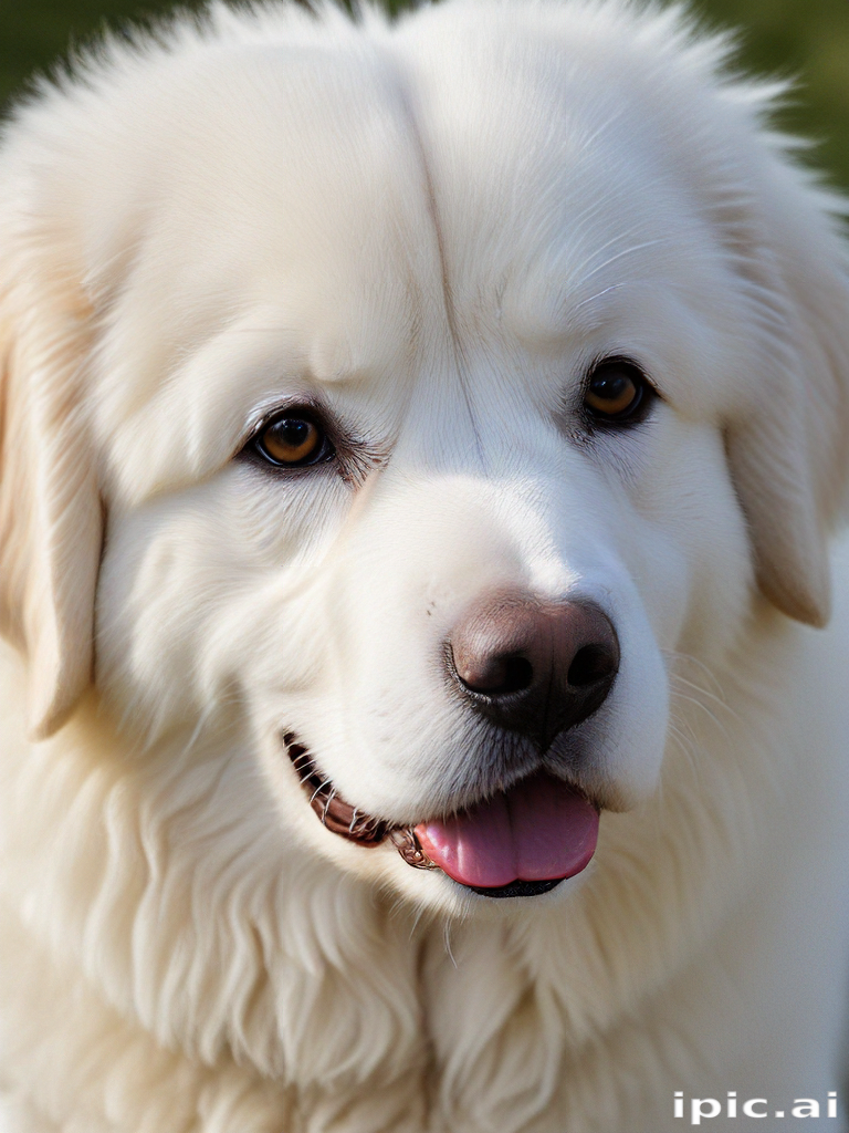 A Close-Up of a Friendly and Fluffy White Dog Smiling Happily.