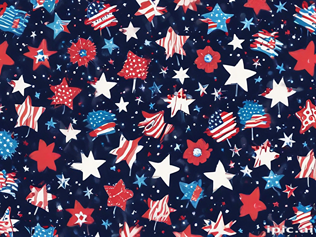 Festive Red, White, and Blue Pattern Celebrating Stars and Stripes Theme