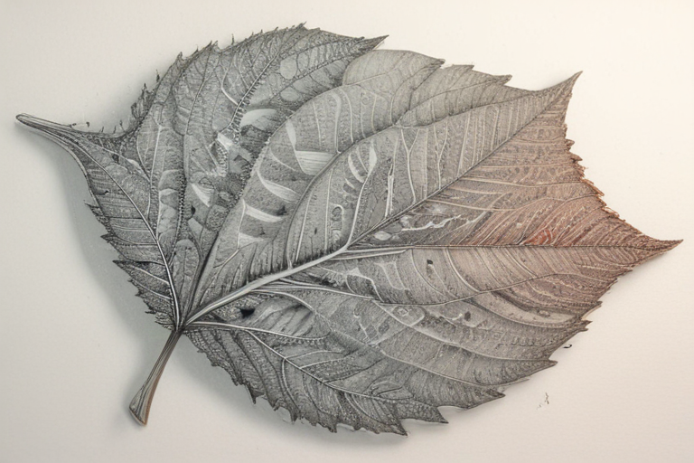 Intricate Leaf Design Showcasing Detailed Veins and Natural Textures in Art