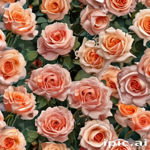 A Lush Arrangement of Beautiful Peach Roses in Full Bloom.