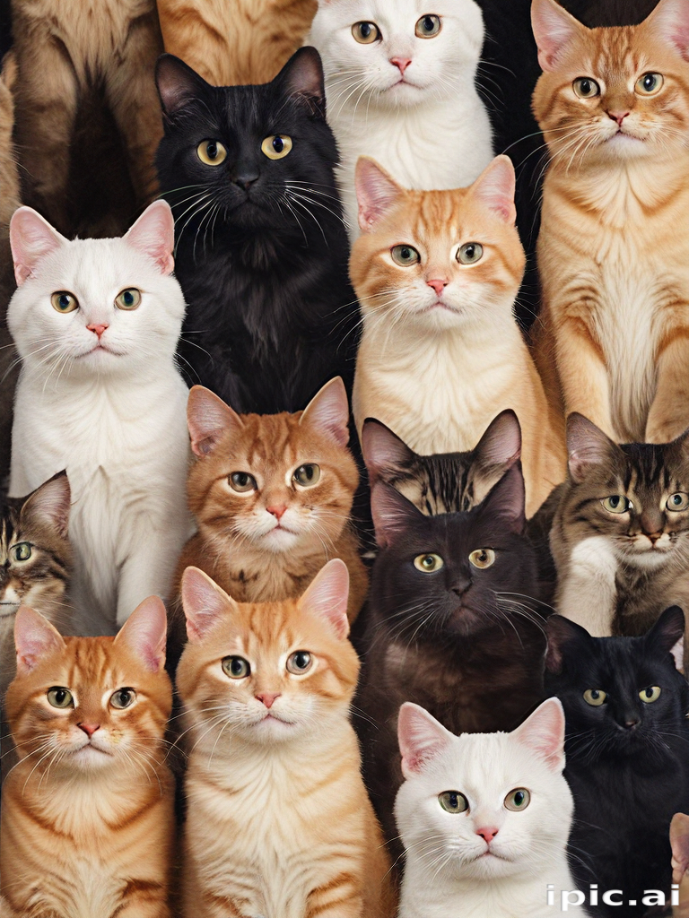 A Colorful Gathering of Cats: A Diverse Display of Feline Faces.