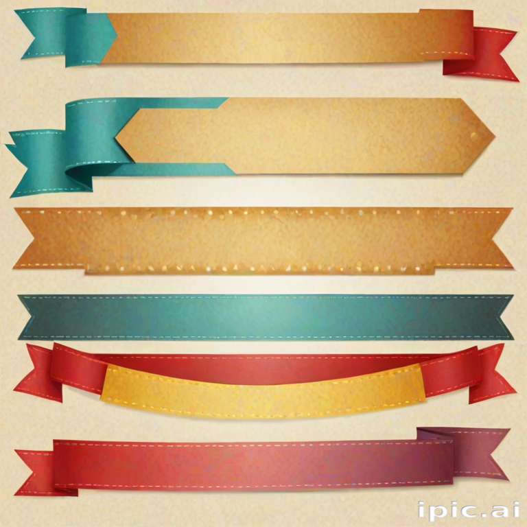 Colorful Decorative Ribbons and Banners for Creative Design Purposes