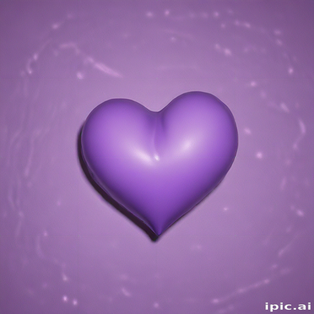 A Soft, Shiny Purple Heart Floating Against a Gentle Background