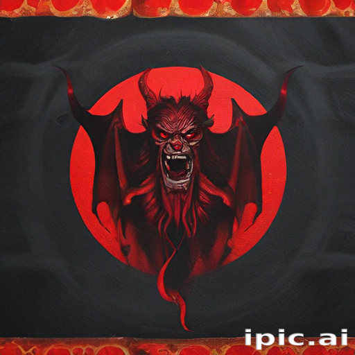 Striking Depiction of a Fiery Red Demon Surrounded by a Dark Background