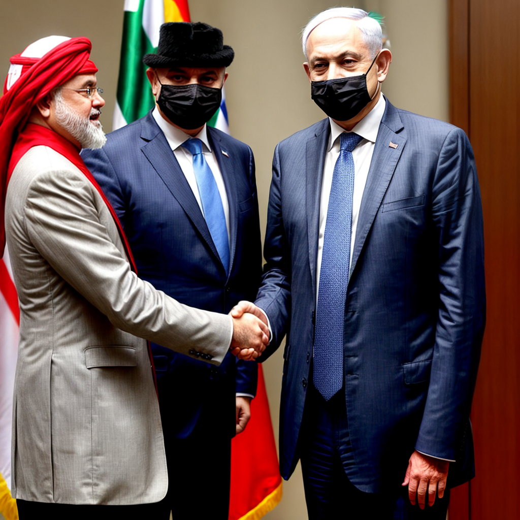 benjamin netanyahu shakes hand with Ismail Haniyeh