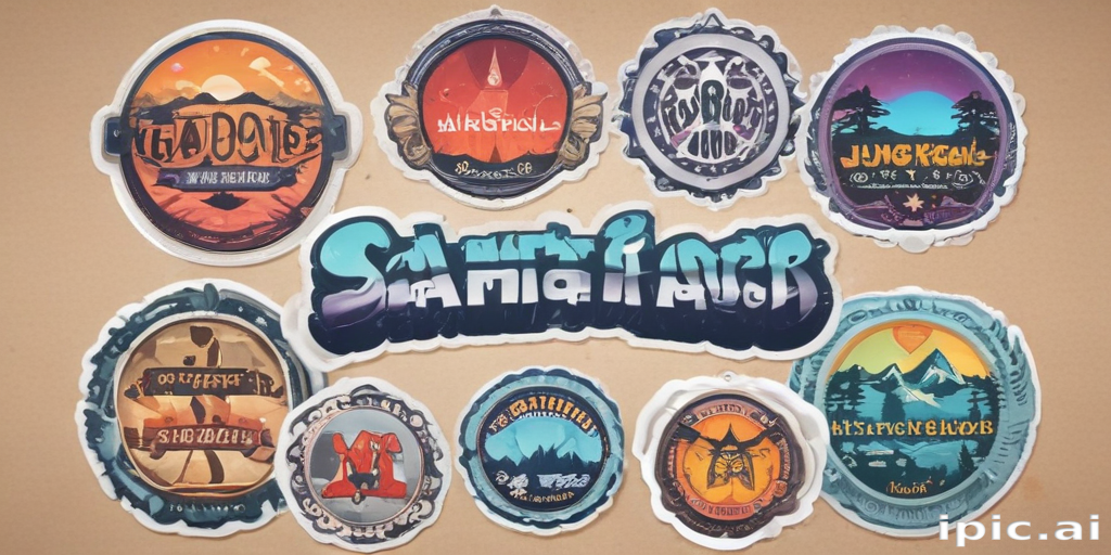 Colorful Stickers Featuring Scenic Landscapes and Adventure-Themed Designs