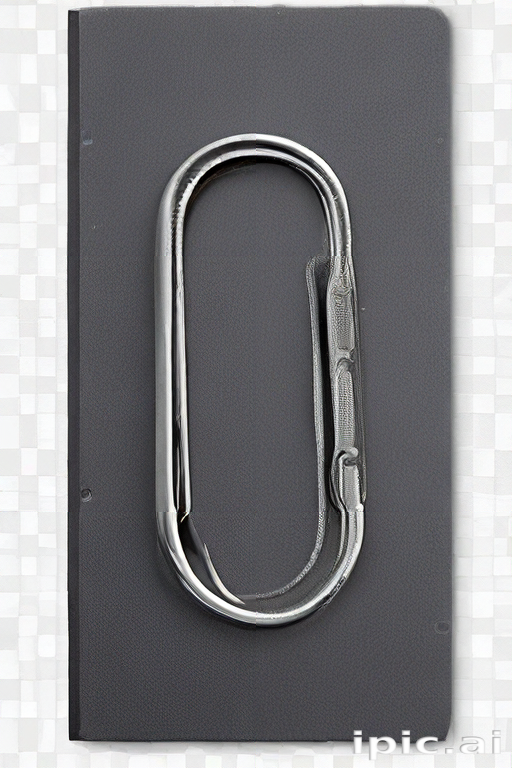 Large Metallic Paperclip Resting on a Simple Dark Notebook Cover