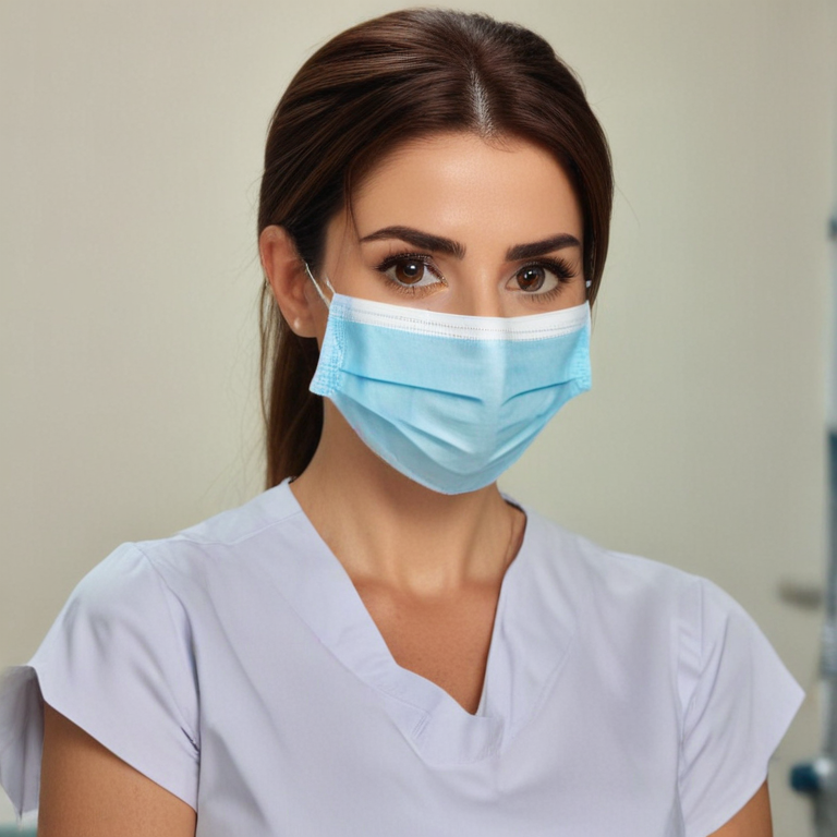 Ada Nicodemou as a dentist with mask