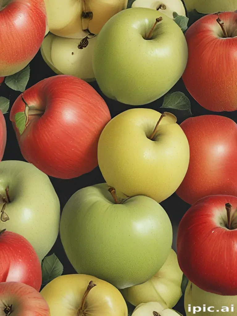 A Colorful Arrangement of Fresh Apples in Various Bright Shades.