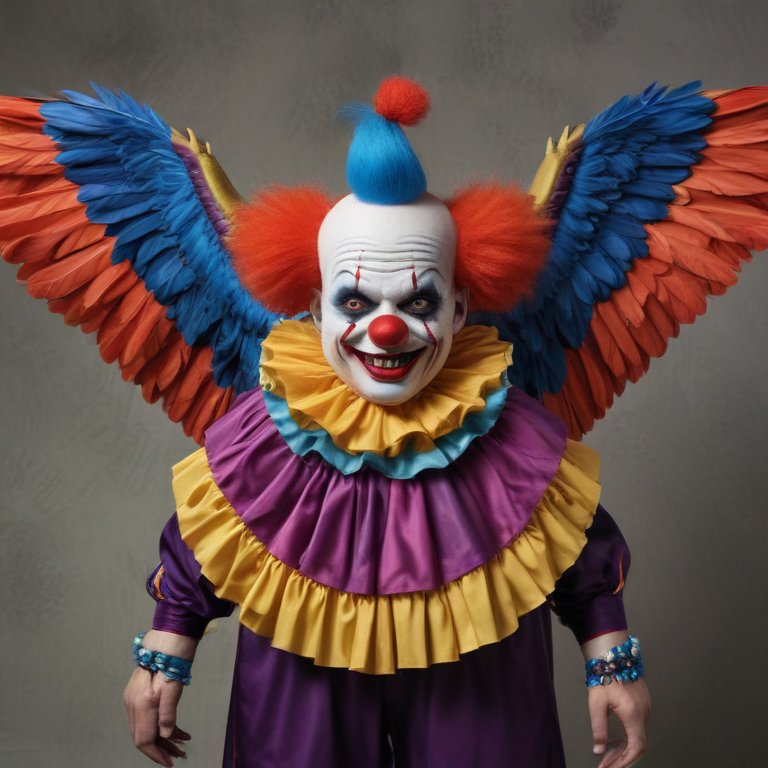 clown with wings