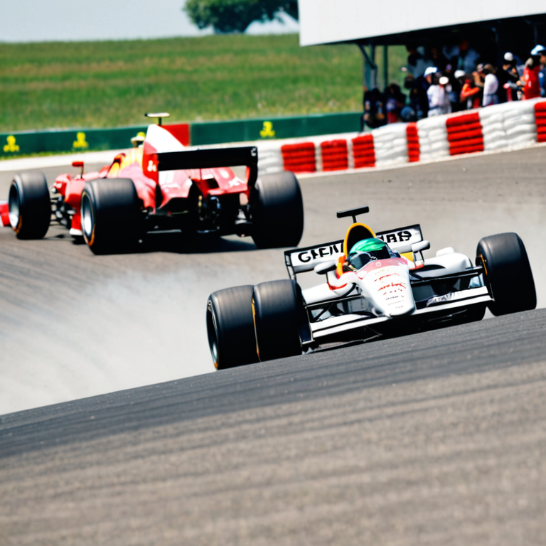 formula 1 car driving over a 200m jump