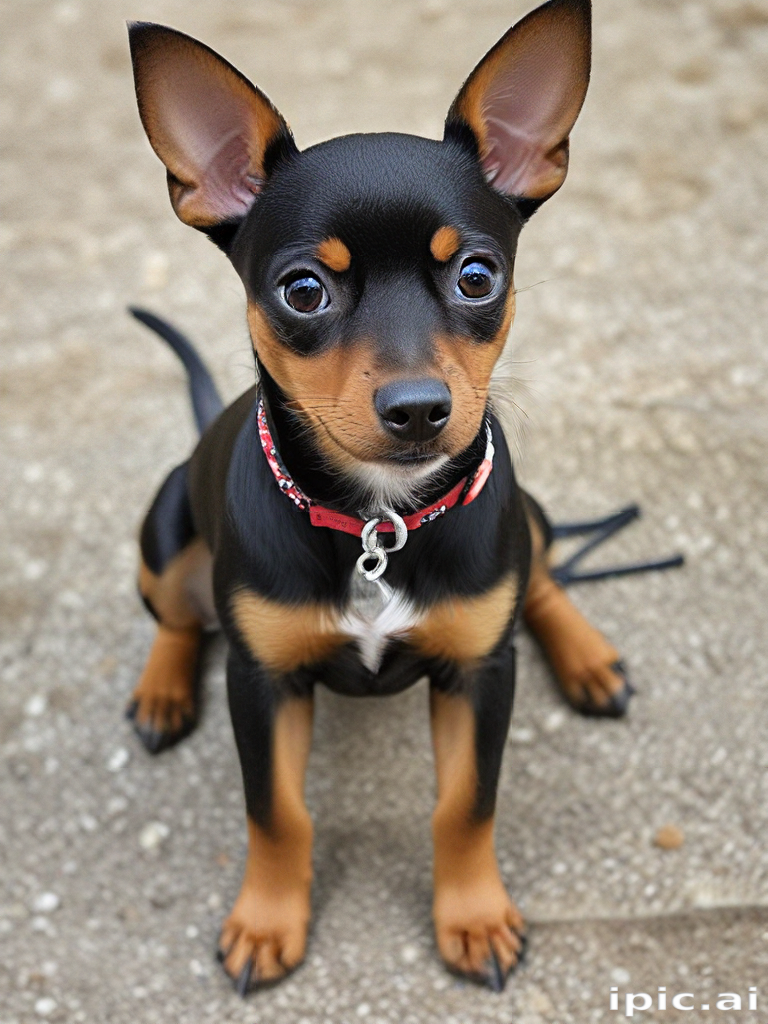 Adorable Miniature Dog with Big Eyes and Perky Ears Sitting Proudly