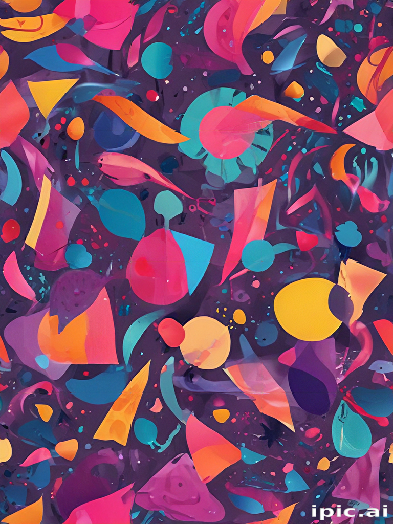 Vibrant Abstract Composition of Colorful Shapes and Dynamic Patterns