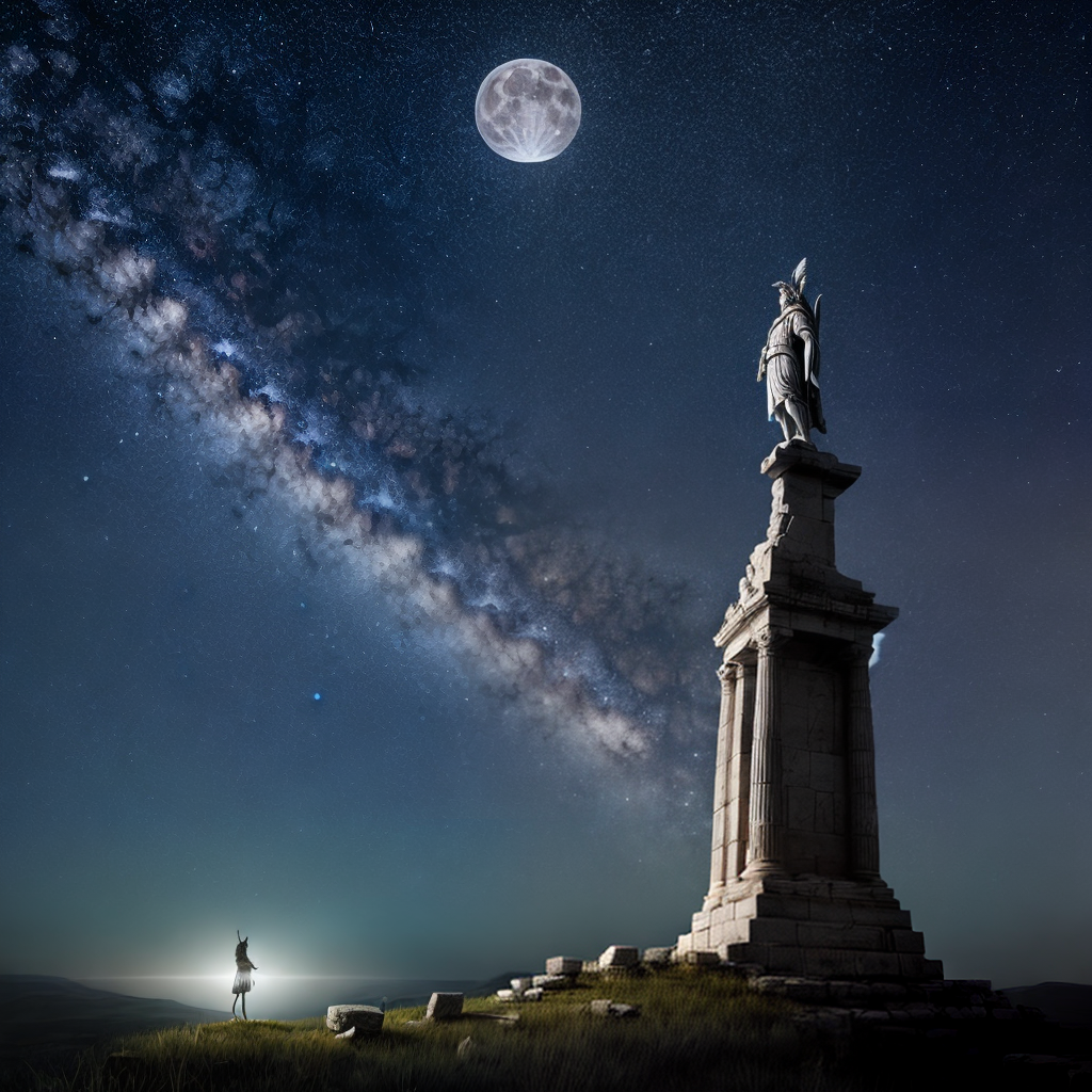 Illustration of Goddess Athena (Minerva) in a hauntingly silent ...