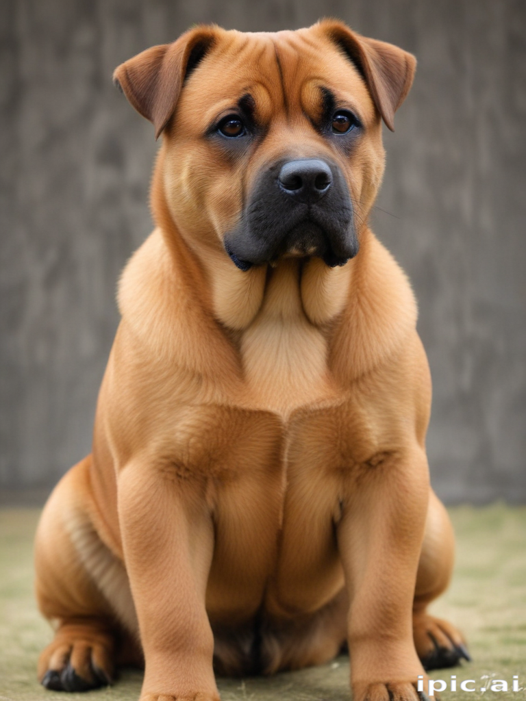 A Majestic Dog Portrait Featuring a Muscular and Expressive Canine Model.