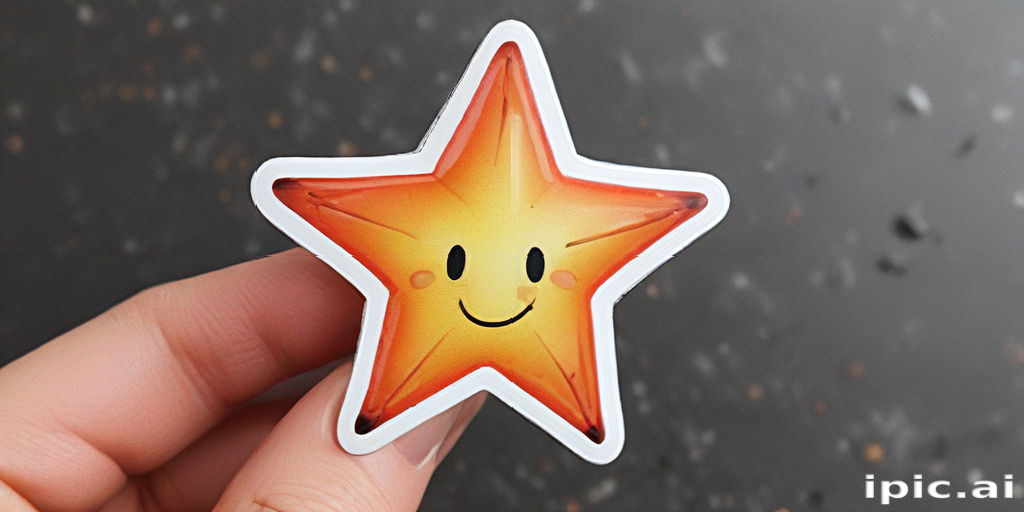 Cheerful Star Sticker with a Smile on a Sparkly Background
