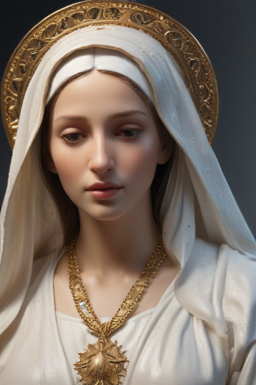 A Serene Portrait of a Young Woman in Traditional Religious Attire.