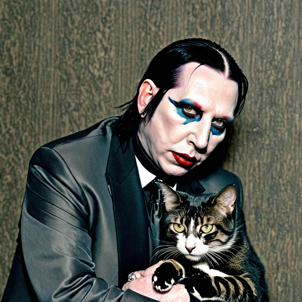 Marilyn Manson with a cat