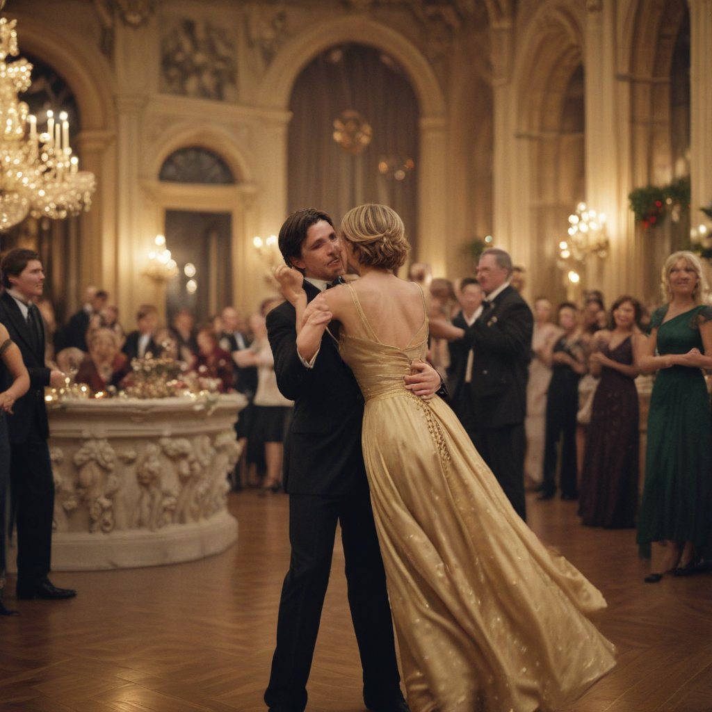 christian bale as bruce wayne and allison mack enjoying a Christmas ...