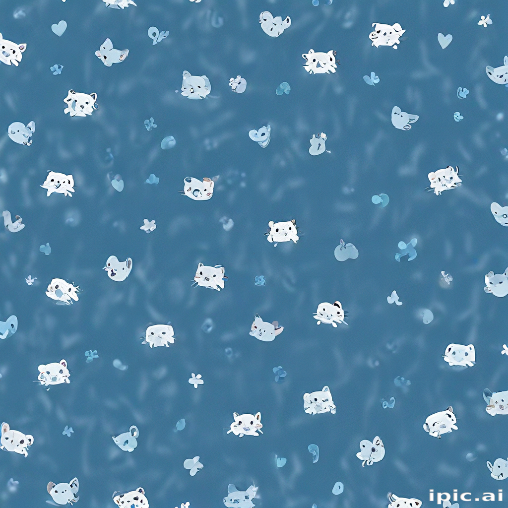 Charming Pattern of Cute Animals and Whimsical Elements on a Blue ...