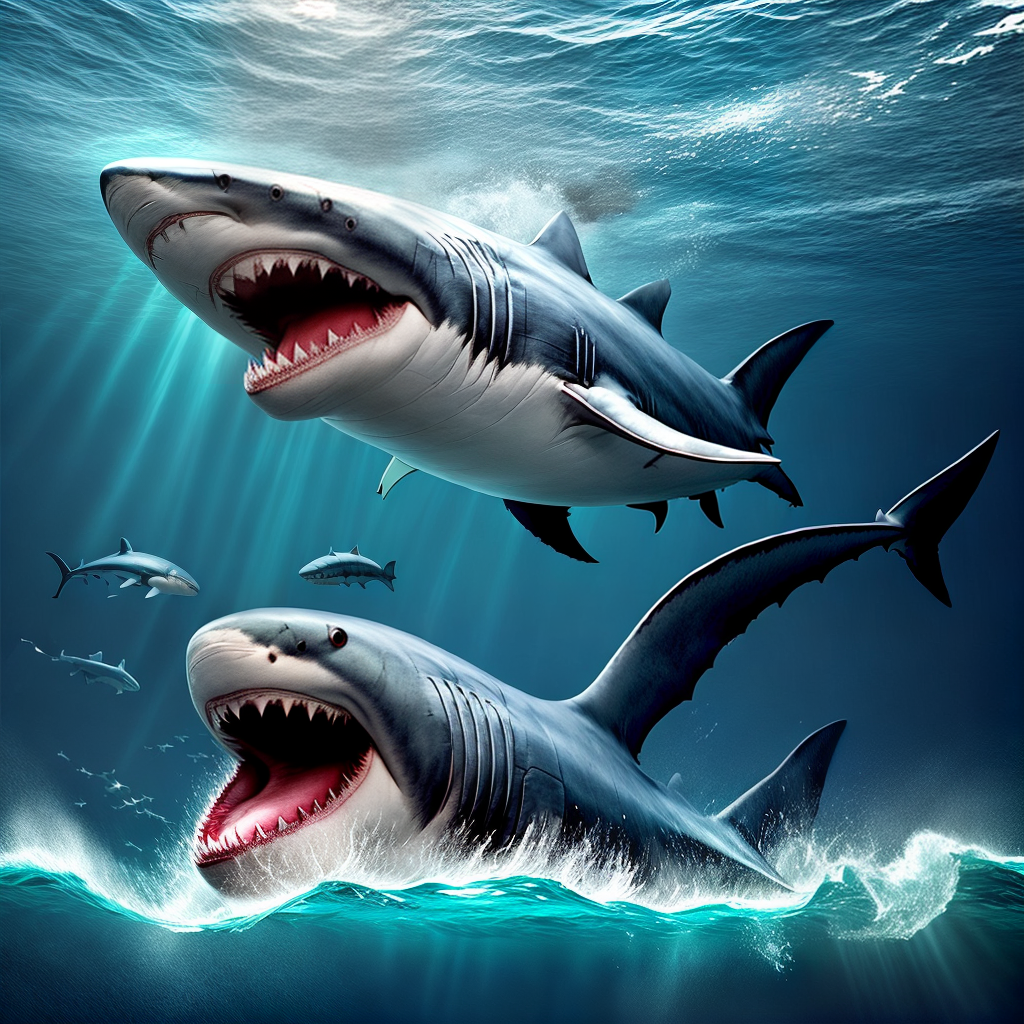 big megalodon shark eating the whole world