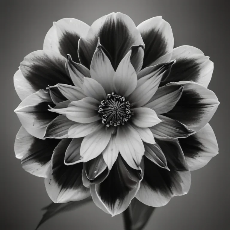 Stunning Black and White Close-Up of a Beautiful Multi-Layered Flower