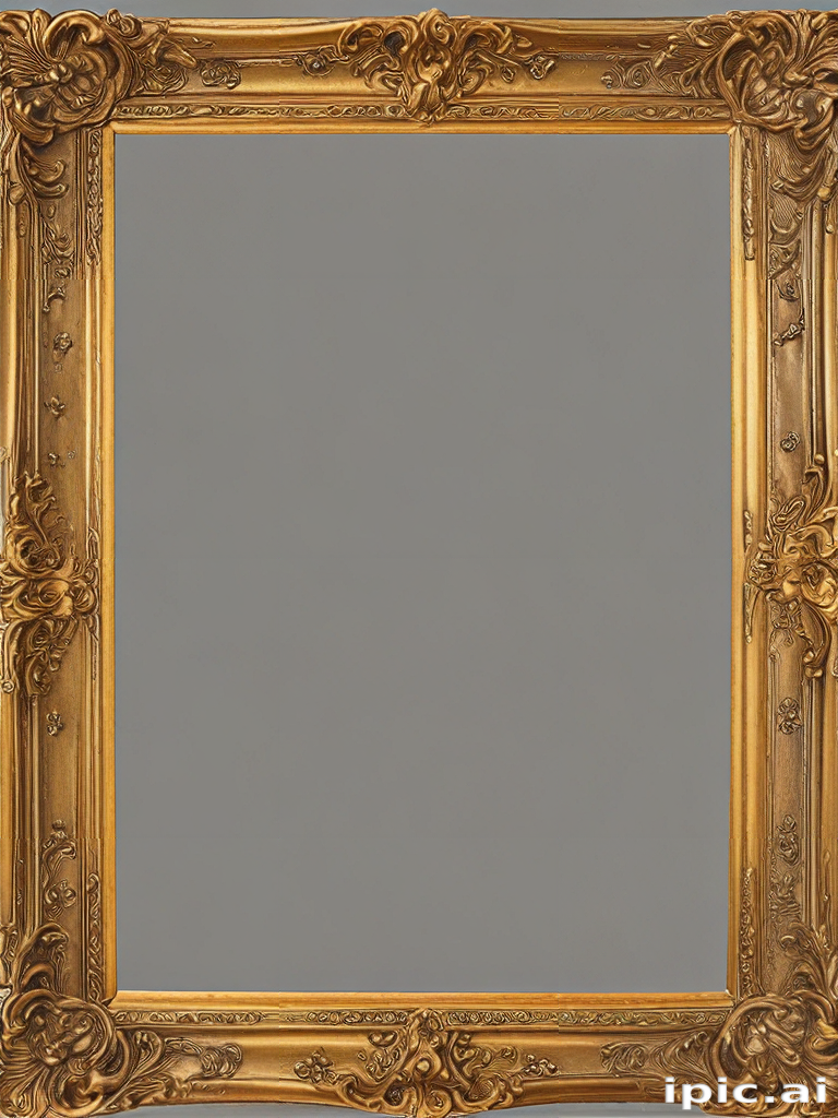 An Elegant Ornate Gold-Framed Mirror Ready for Reflection and Decoration