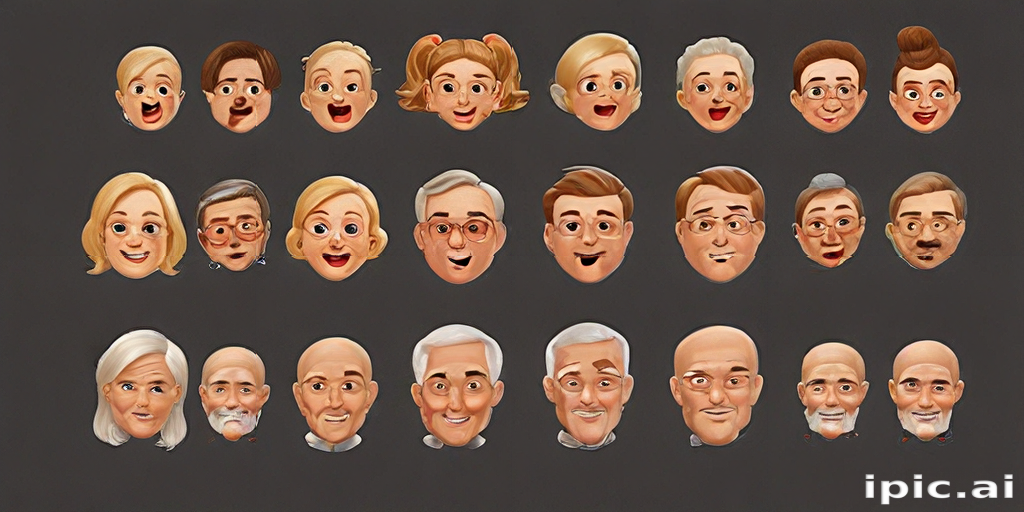 Collection of Animated Facial Expressions Displaying Various Emotions ...