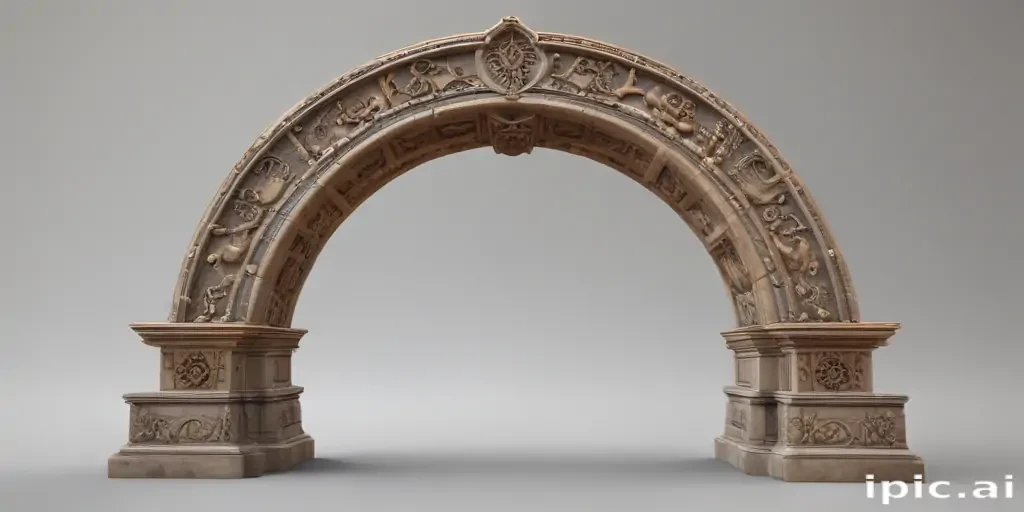 Intricately Carved Stone Arch with Detailed Historical Relief Sculptures