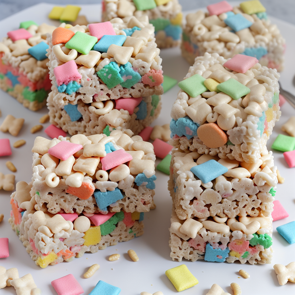 Colorful and Fun Rice Crispy Treats with Sweet Candy Decorations on a Plate