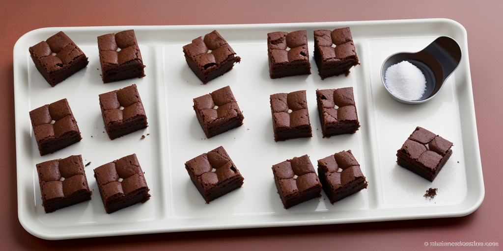 Delicious Homemade Brownies Arranged Neatly on a Serving Tray with Salt.