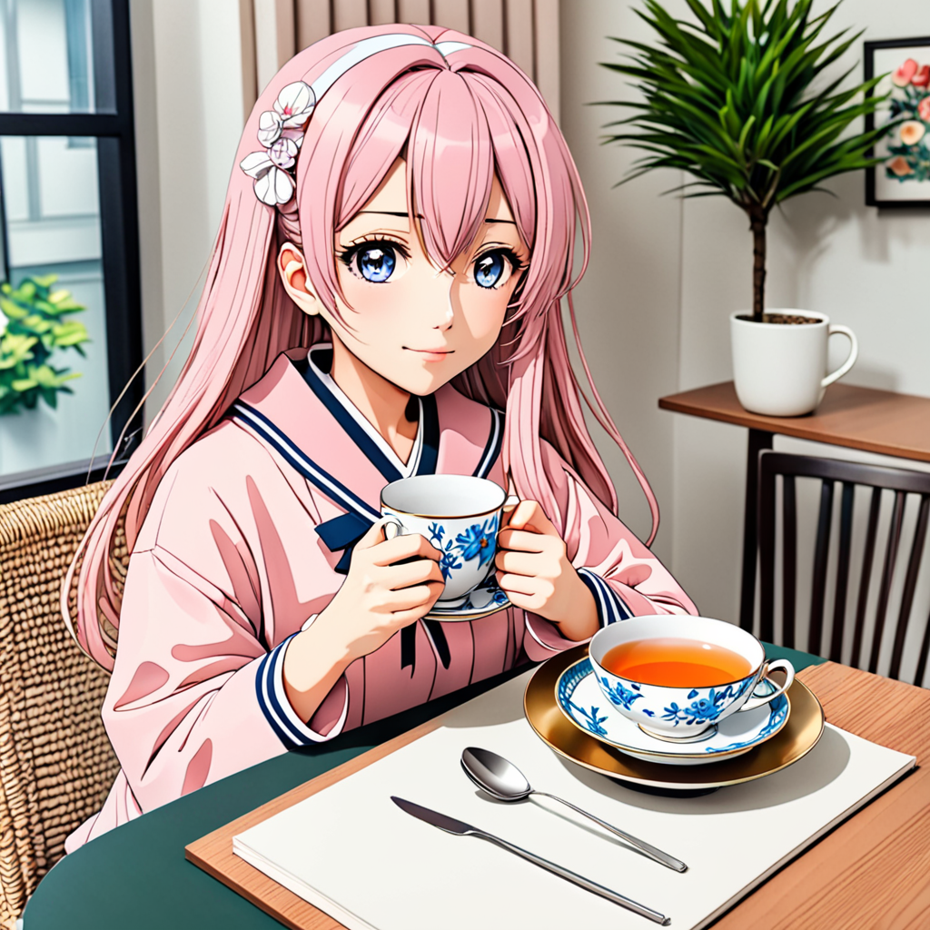 Anime 2D Manga Cozy Tea Pastel