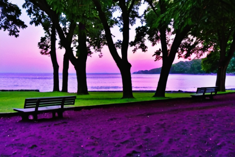grey park with black sand and purple sky with four sun in white colour ...