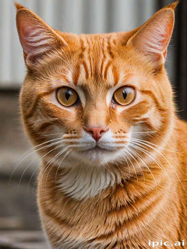 A Close-Up Portrait of a Beautiful Ginger Cat with Striking Eyes