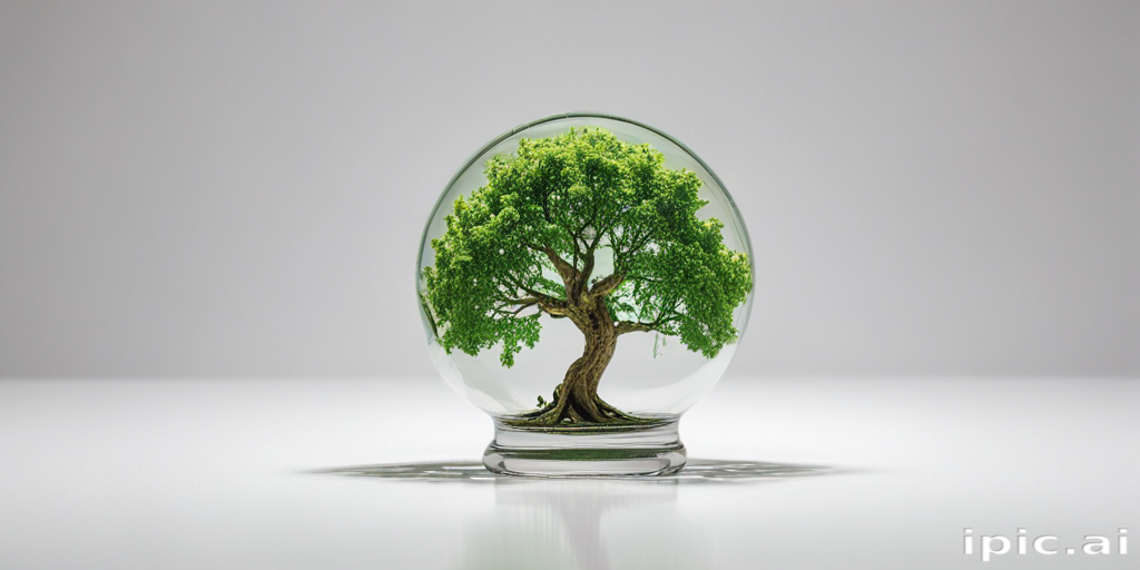Beautiful Glass Egg with a Lush Green Tree Inside Showing Nature's Splendor